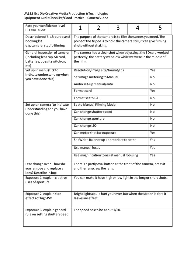 Camera fill-out form | PDF