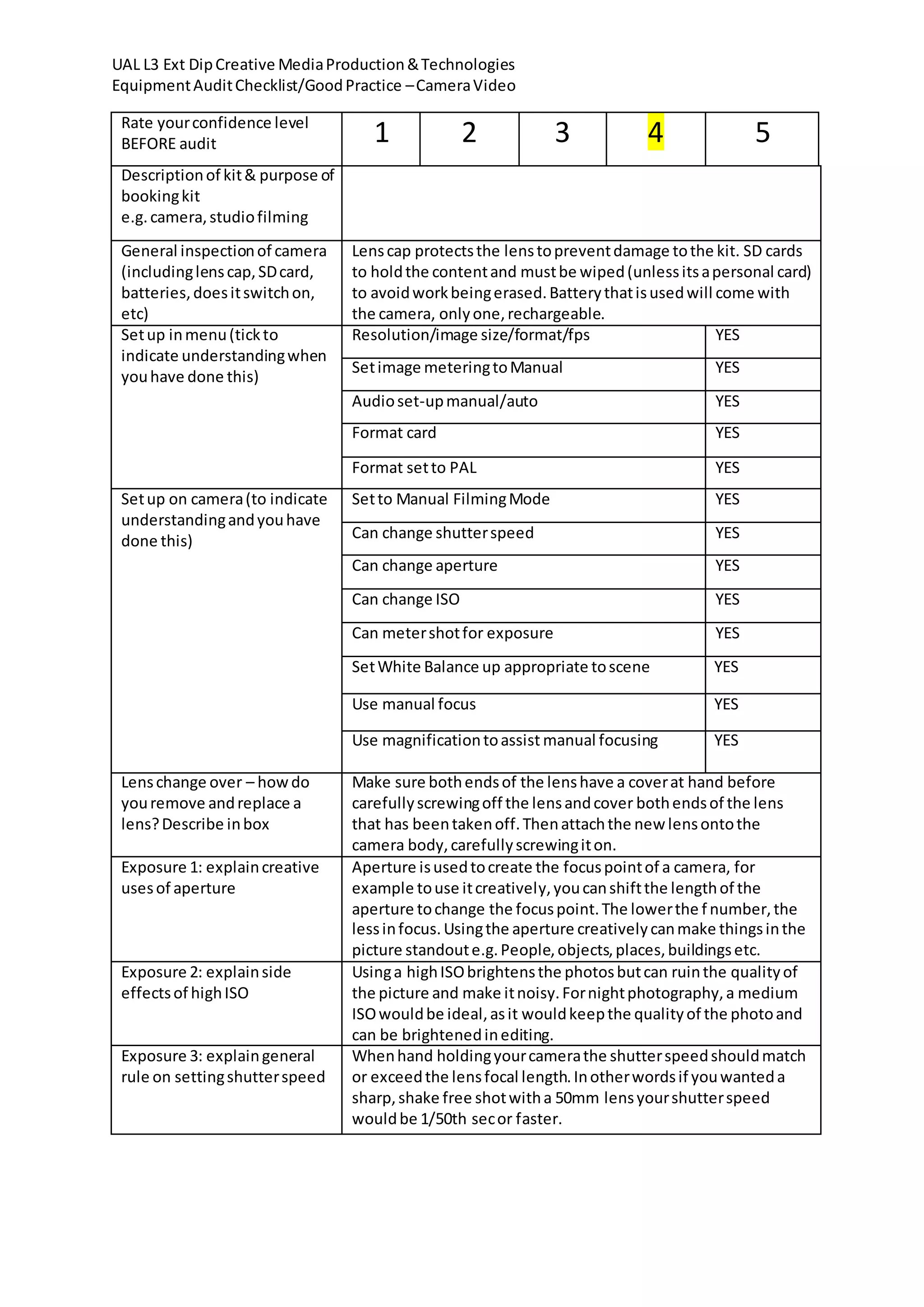 Camera audit form blank(1) | PDF