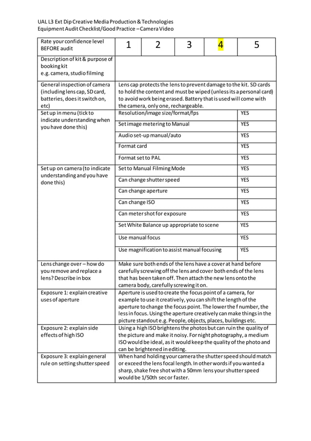 Camera audit form blank(1) | PDF