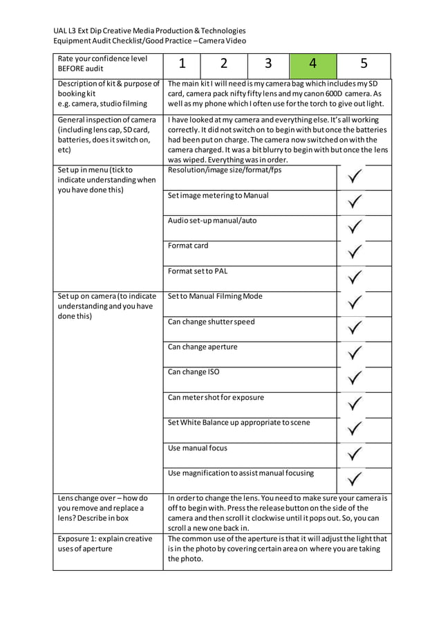 Camera audit form | DOCX