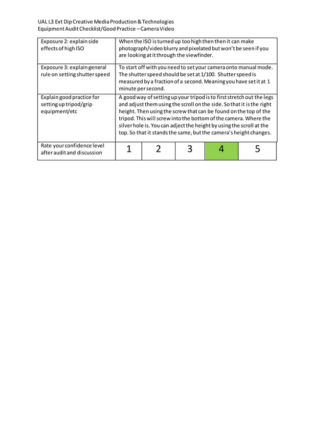 Camera audit form | DOCX