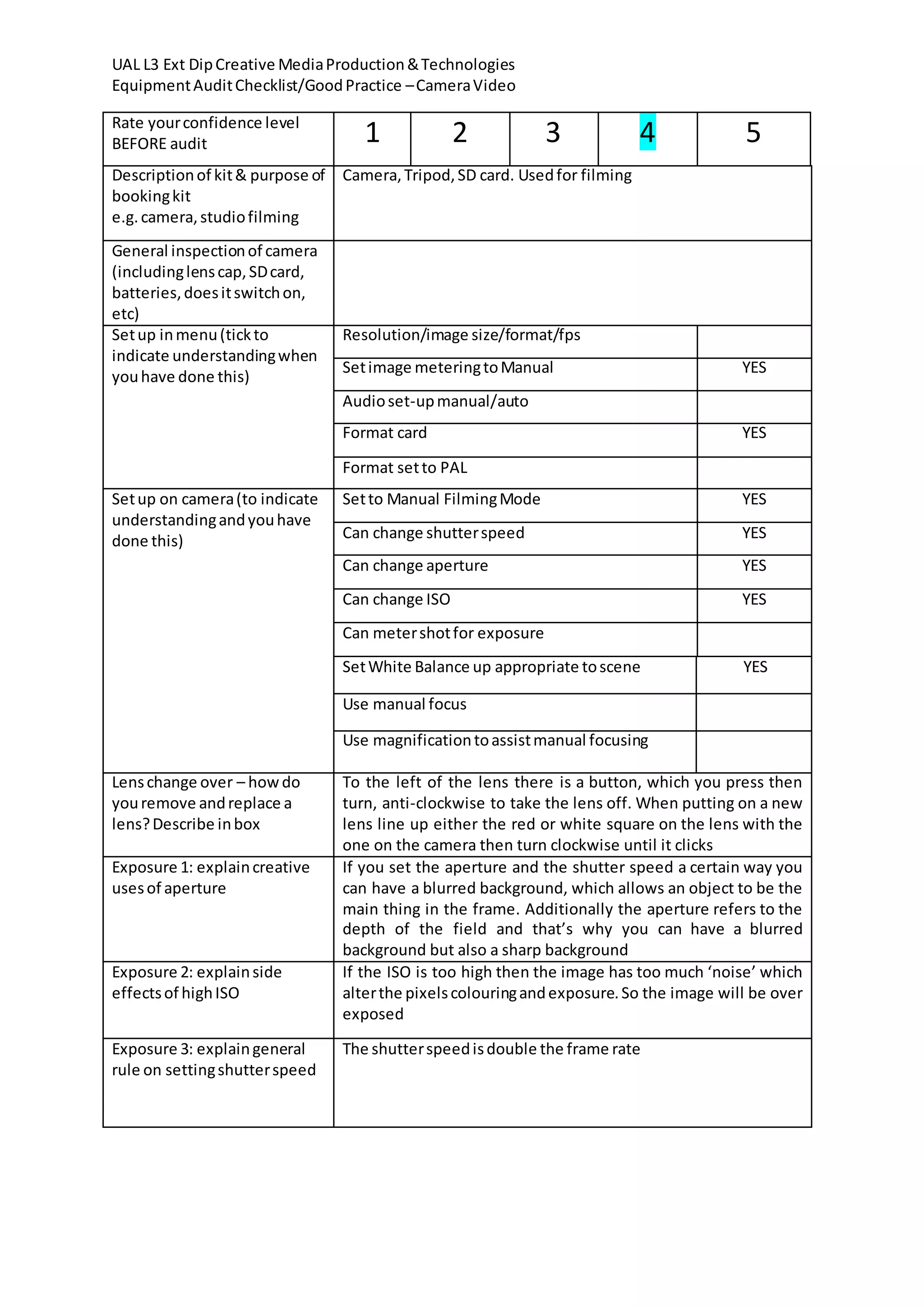 Camera audit form blank(1) | PDF