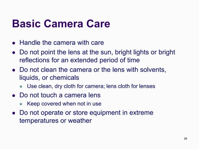 Camera basics | PPTX | Cameras and Camcorders | Consumer Electronics