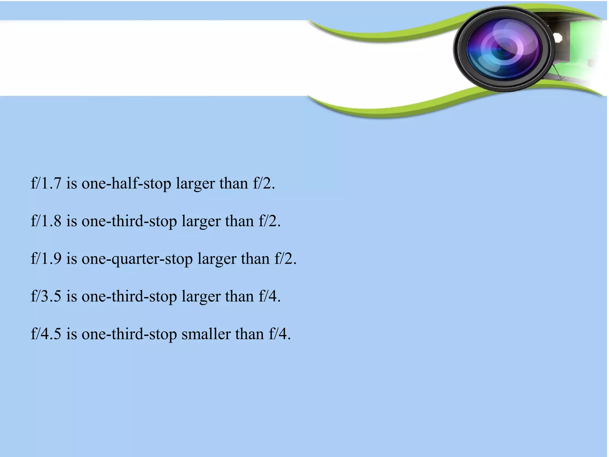Camera lens f- stop values explained | PPT