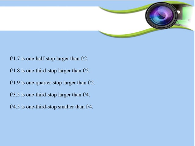 Camera lens f- stop values explained | PPT