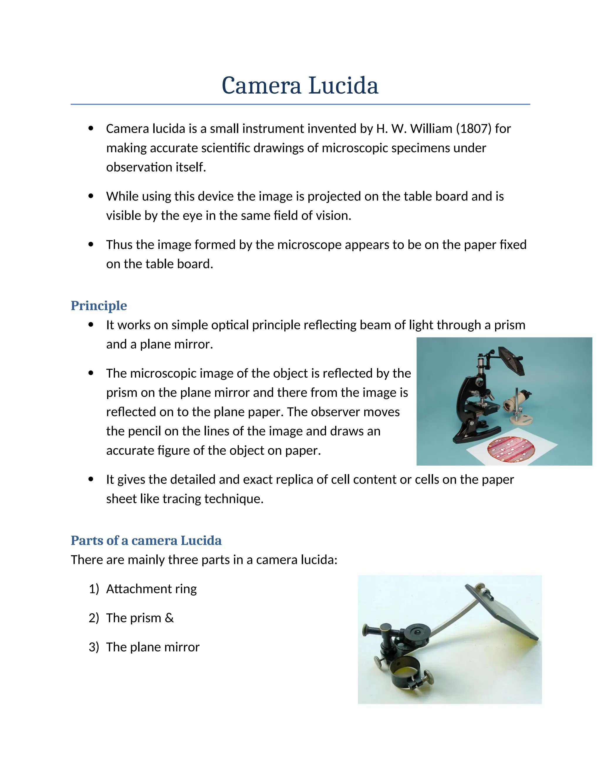 Camera Lucida, Principle & Parts of Camera Lucida - Biological ...