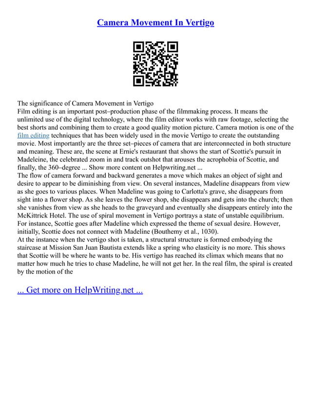 Camera Movement In Vertigo | PDF | Brain and Nervous System Disorders ...