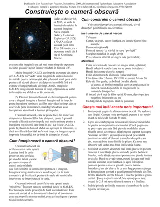 Construiește o cameră obscură | PDF