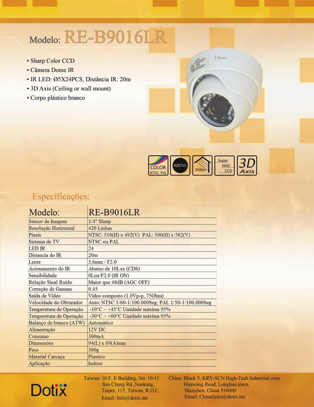 Câmera RE-B9016L Dotix | PDF | Cameras and Camcorders | Consumer Electronics