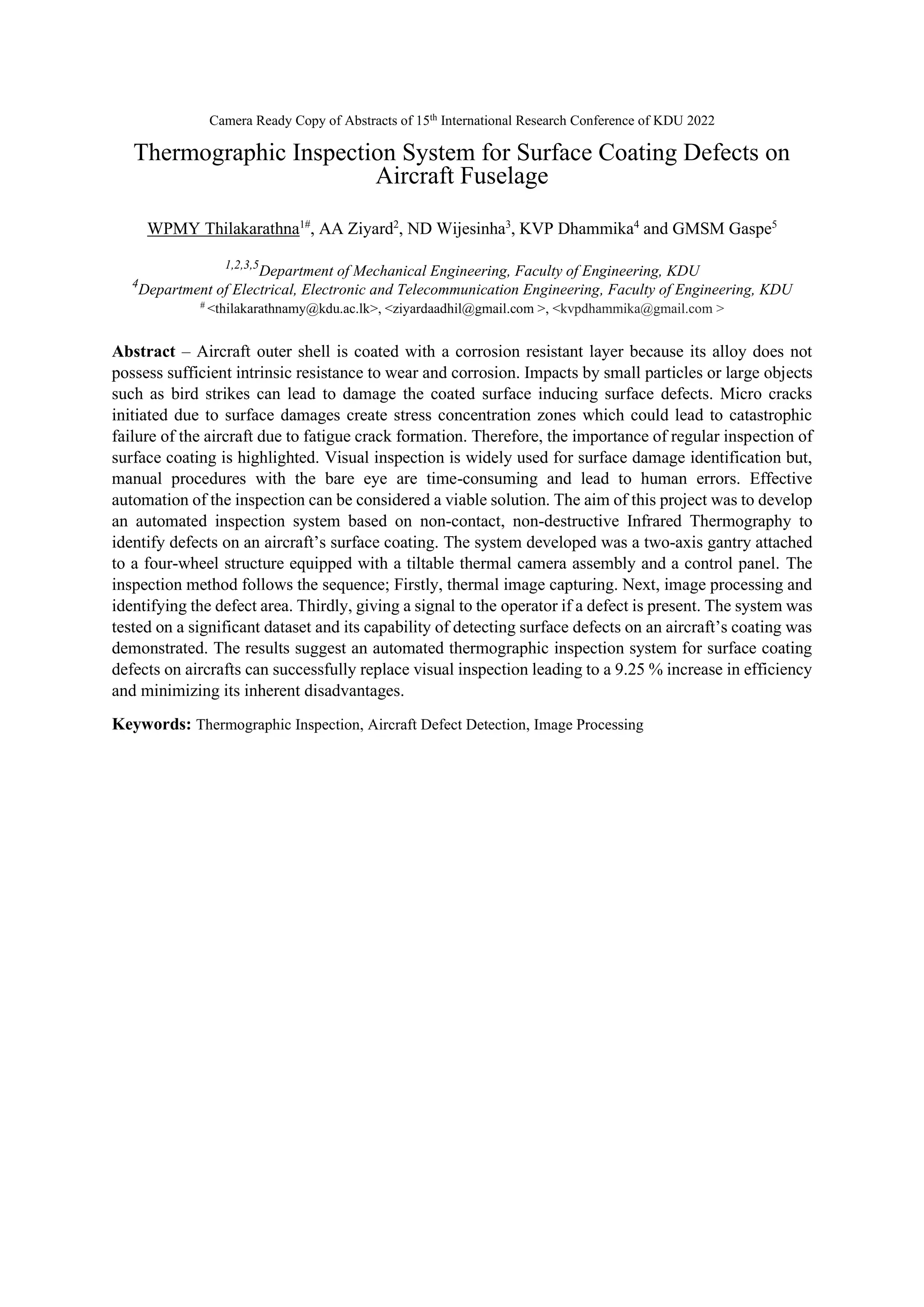 Thermographic Inspection System for Surface Coating Defects on Aircraft ...