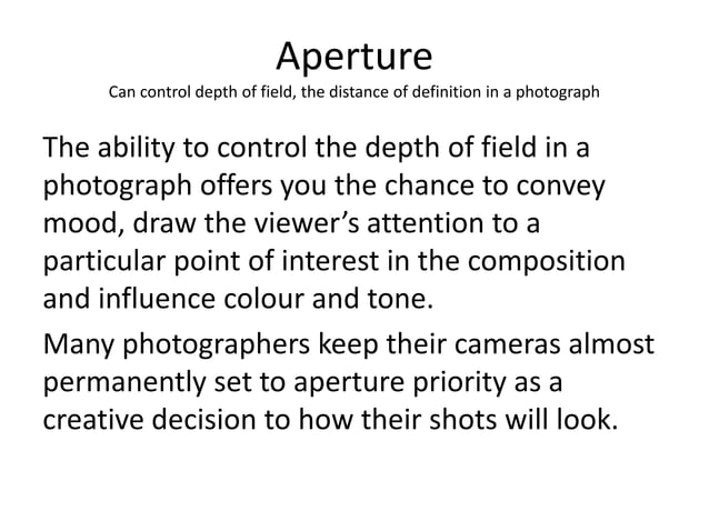 Camera settings oliver | PPTX