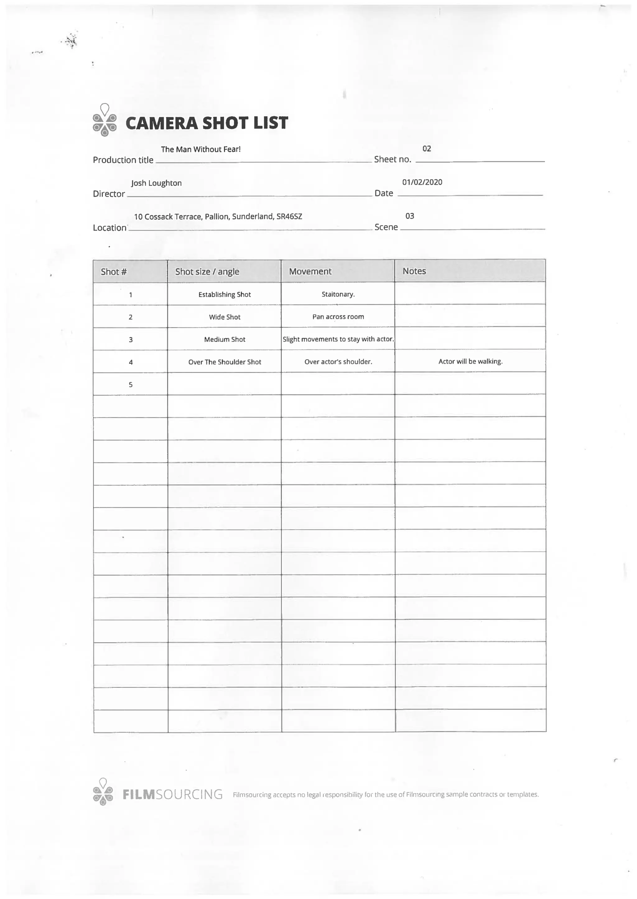 Camera Shot List #2 | PDF