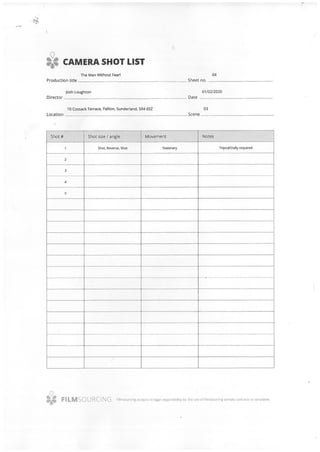 Camera Shot List #3 | PDF | Cameras and Camcorders | Consumer Electronics