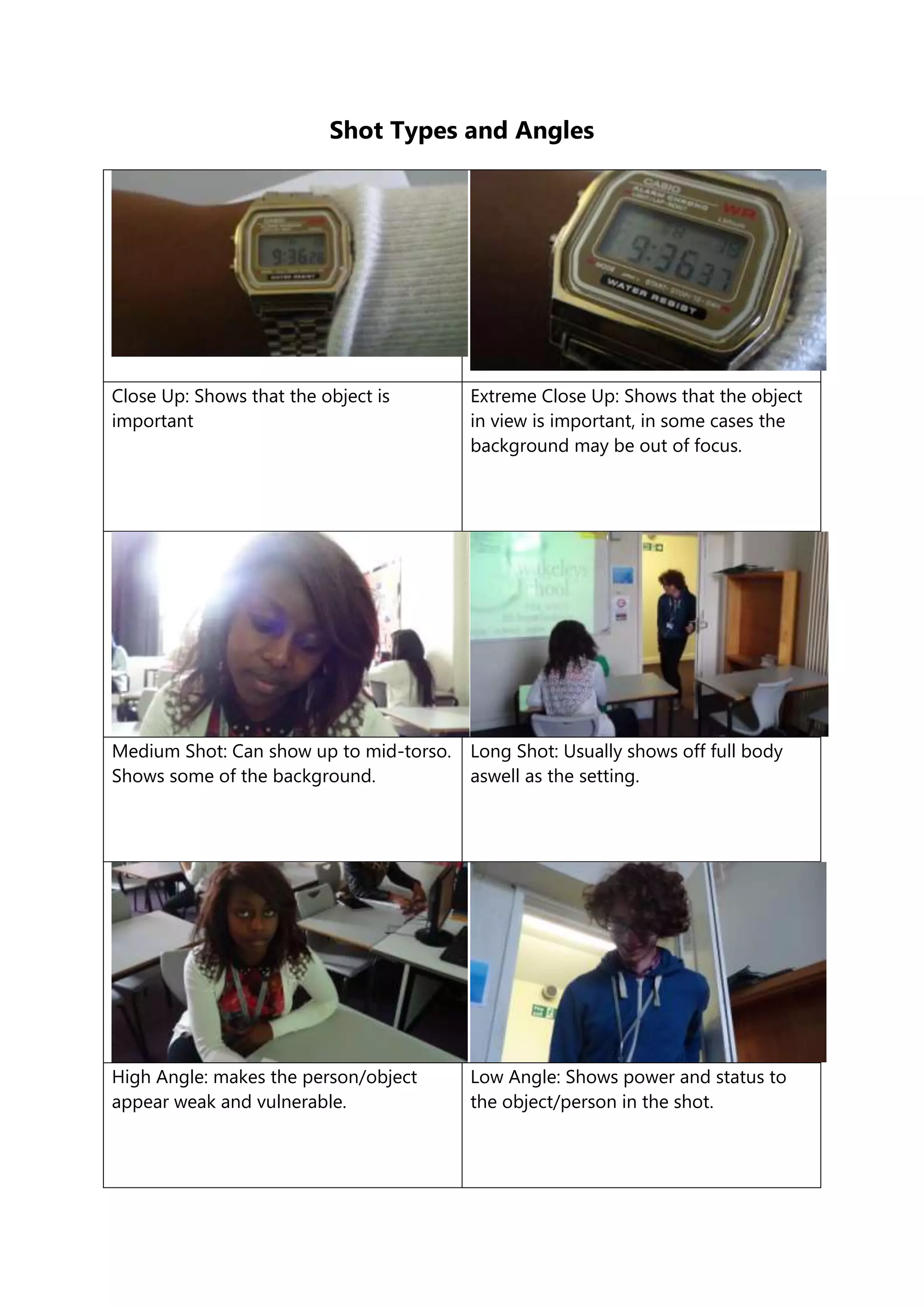 AS Media - Camera Shot & Angle Storyboard | PDF