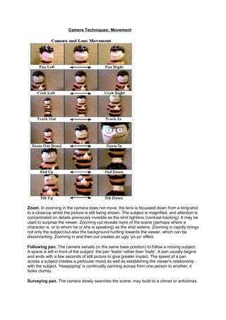 Camera shot movement angle and editing glossary | DOC | Photo Editing ...