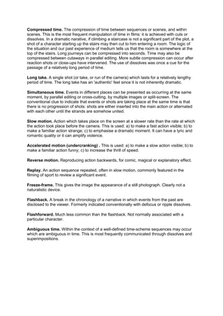 Camera shot movement angle and editing glossary | DOC