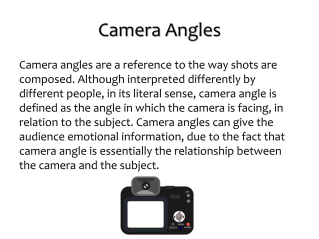 Camera Shots and Angles for Still Image Photography | PPT