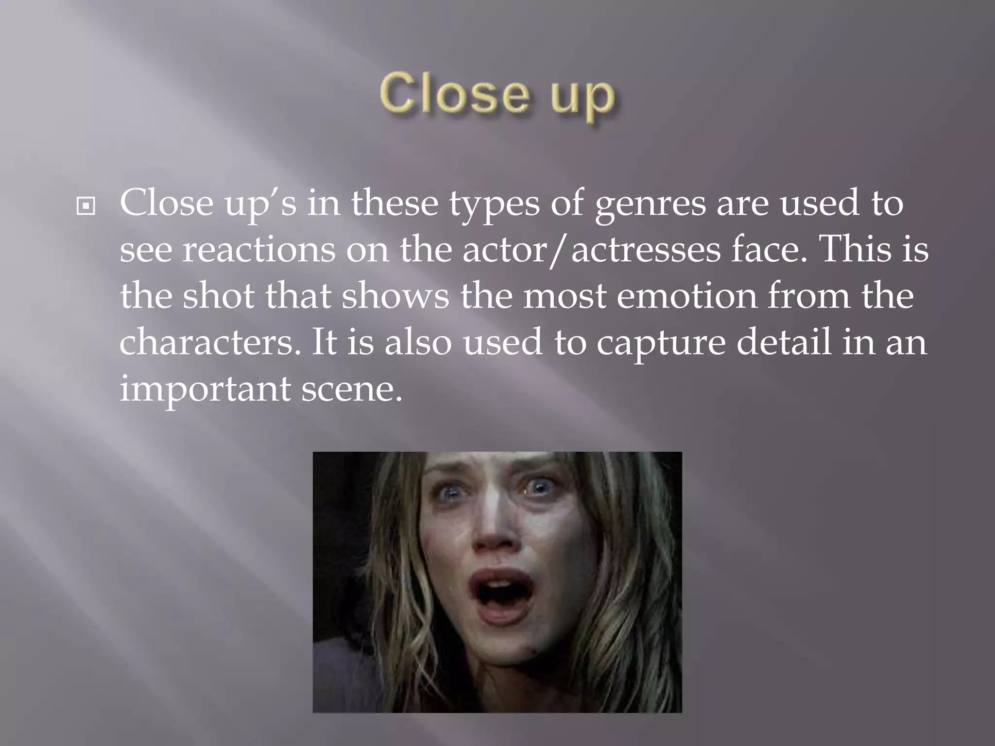 Camera shots and angles for a horror and thriller film | PPTX