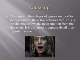 Camera shots and angles for a horror and thriller film | PPTX