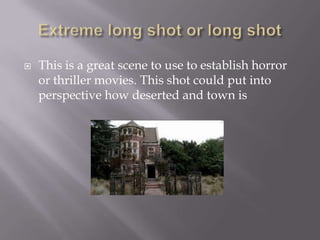 Camera shots and angles for a horror and thriller film | PPTX
