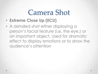 Camera shots, angles and movement | PPTX