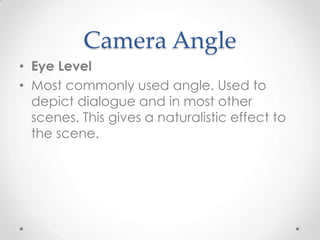 Camera shots, angles and movement | PPTX
