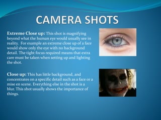 Camera shots, angles and movements | PPTX | Photography | Arts and Crafts