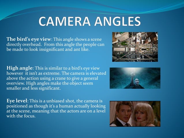 Camera shots, angles and movements | PPTX | Photography | Arts and Crafts