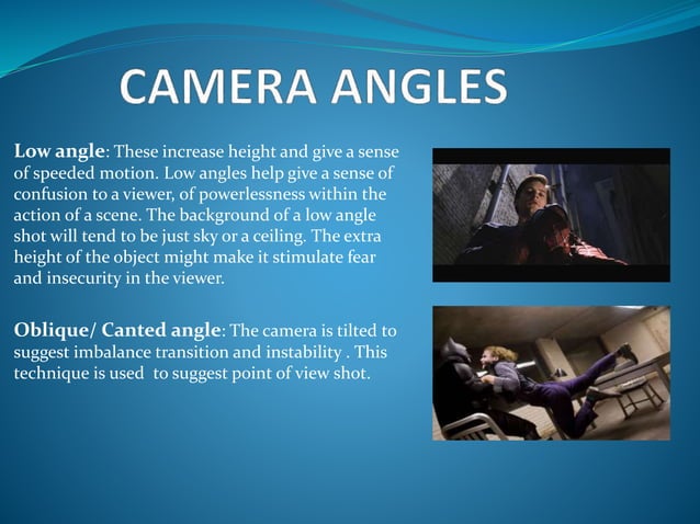 Camera shots, angles and movements | PPTX | Photography | Arts and Crafts