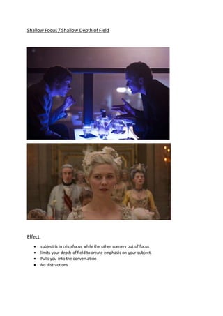 Camera shots, angles, framing, movements & lighting | DOCX