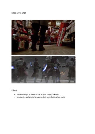 Camera shots, angles, framing, movements & lighting | DOCX