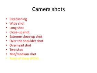 Camera shots, angles, motion and composition | PPTX | Photography ...