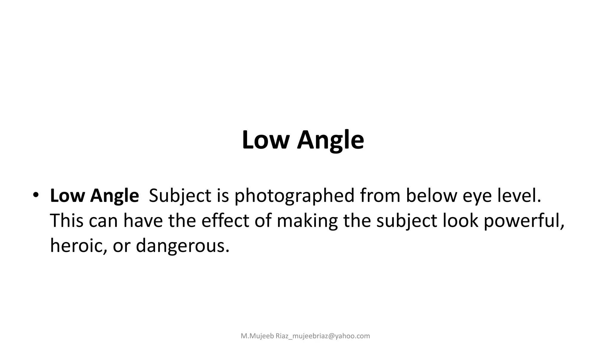 Camera Shots,Angles and Movements_M.Mujeeb Riaz | PDF | Photography ...