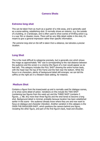 Camera Shots, Movement And Angles | PDF