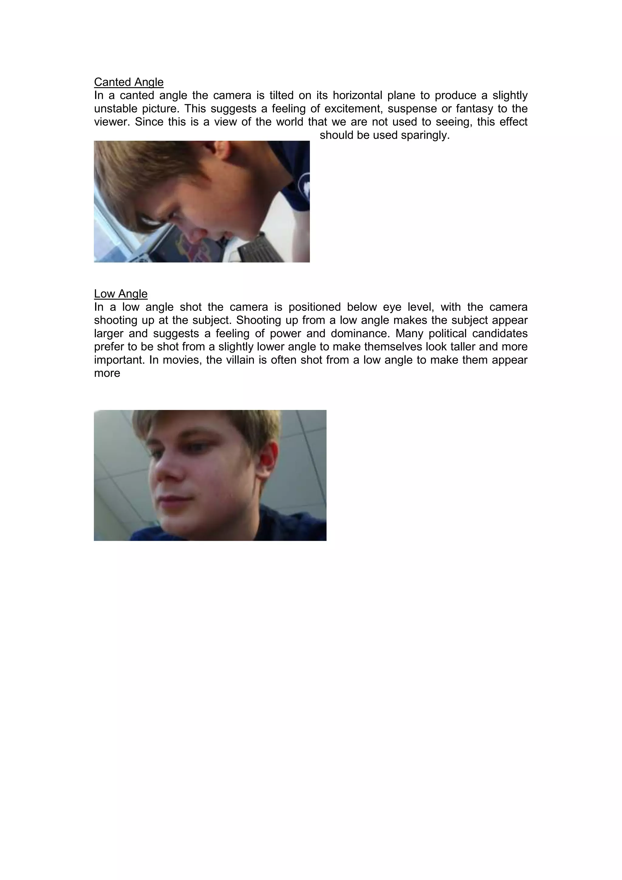 Camera shot types and angle | DOCX