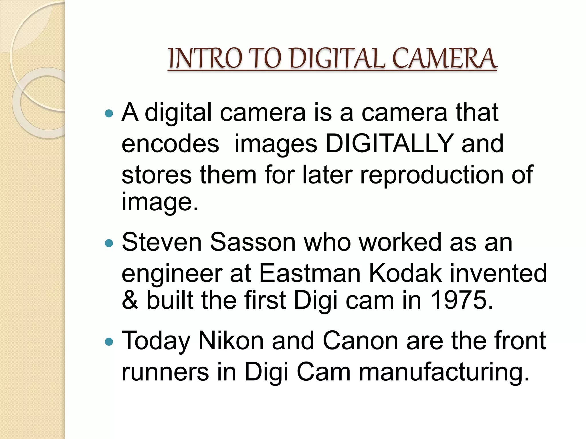 Digital cameras and its types and specifications. | PPTX
