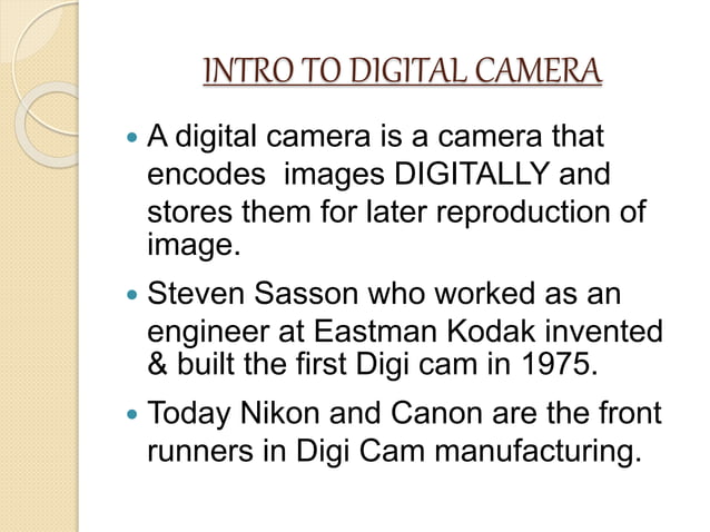 Digital cameras and its types and specifications. | PPTX