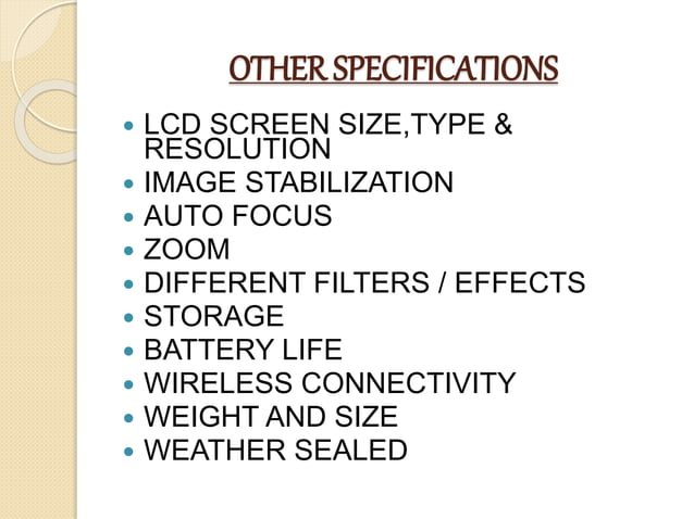 Digital cameras and its types and specifications. | PPTX