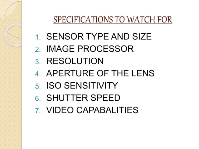 Digital cameras and its types and specifications. | PPTX