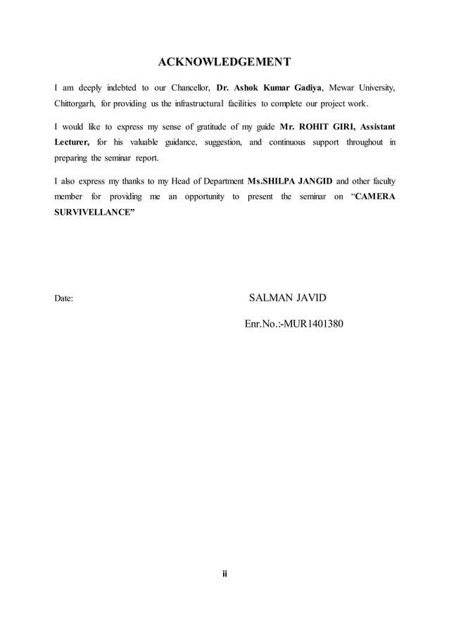 Camera surveilance 3 acknowledgement | PDF