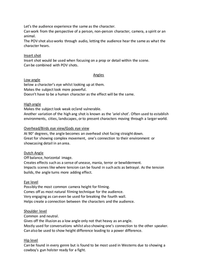 Camera technique research | DOCX