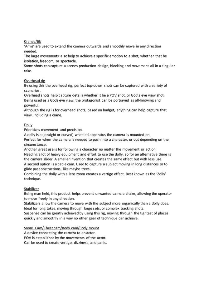 Camera technique research | DOCX