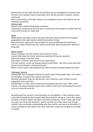 Camera technique research | DOCX