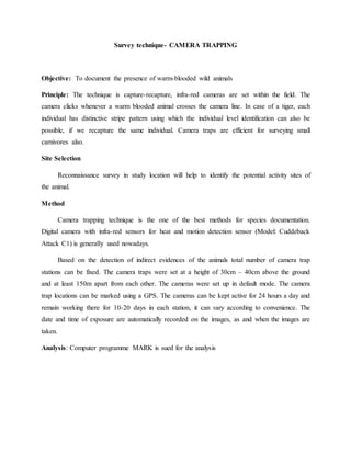 Camera trapping, wildlife Biology | DOCX