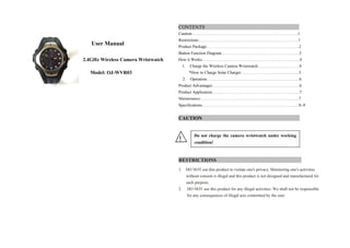 Wireless Spy Camera watch users manual | DOC