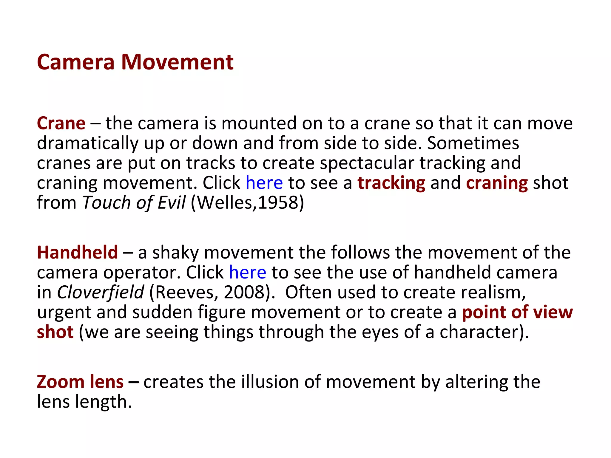 Camerawork for AS Media | PPT