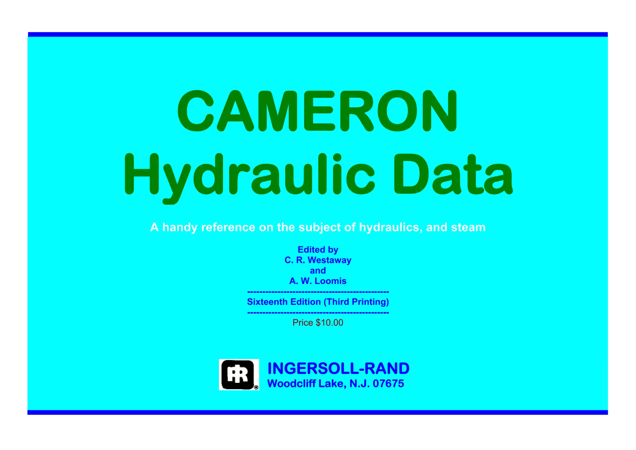 Cameron hydraulic data 16th ed | PDF