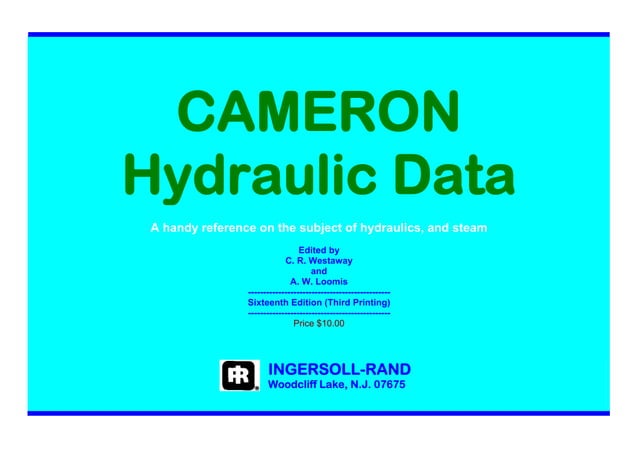 Cameron hydraulic data 16th ed | PDF