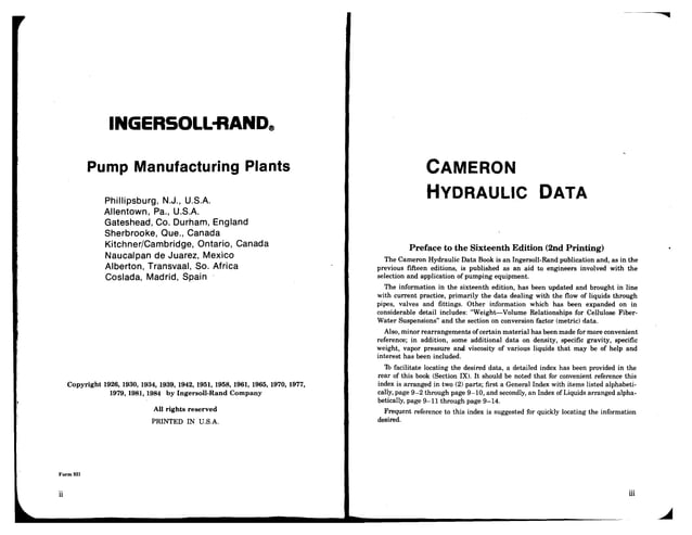 Cameron hydraulic data 16th ed | PDF