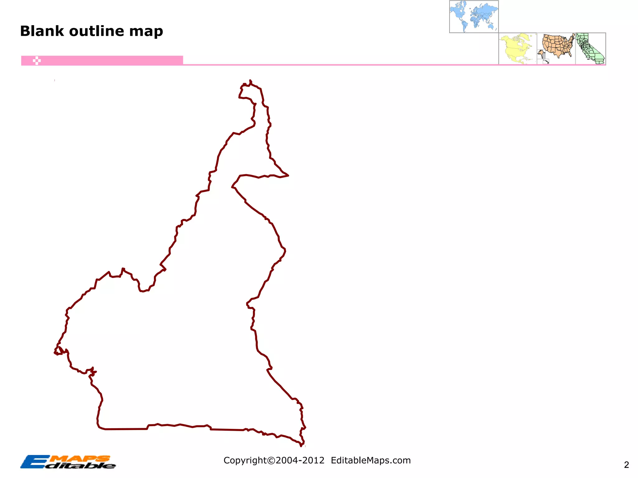 Cameroon map, Cameroon outline map, Cameroon editable map, Cameroon ...